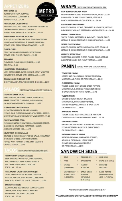 Menu – Metro Grill & Bar